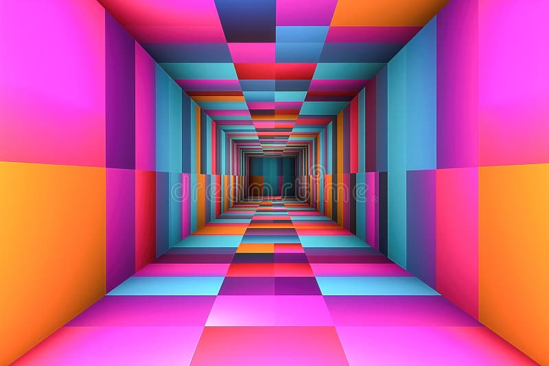 Vivid Bold Showcase 3d Geometric Pattern Vanishing Point Hypnotic Stock ...