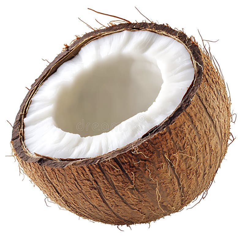 Vivid Brown Coconut Whole Shell Textured Against White Background Stock ...