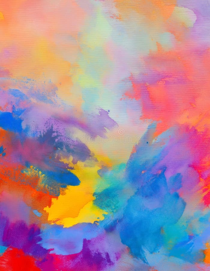 Vivid Brushstrokes Blending Warm Colors, Generating Dynamic Sunset ...