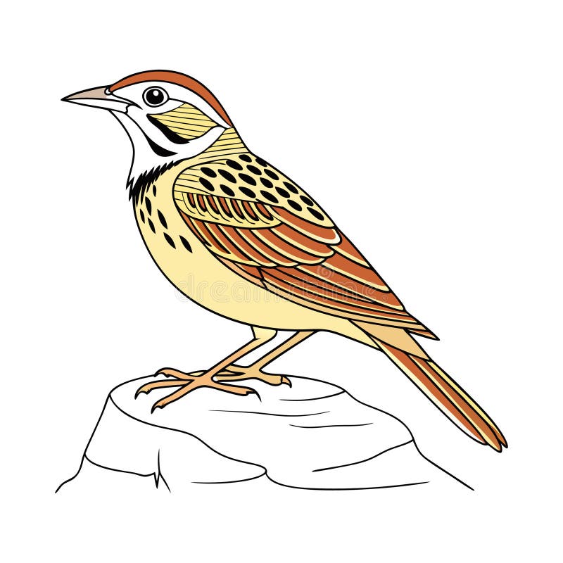 Vivid Burmese Bush Lark Bird Design Stock Illustration - Illustration ...