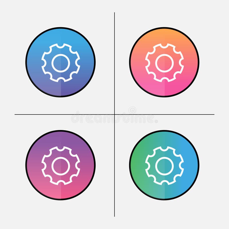 Vivid Buttons Bundle with Settings Outline Icon on the Multicolored ...