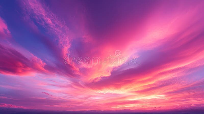 Vivid Candy Sunset Sky, Gentle Clouds and Soft Light Background, Ideal ...