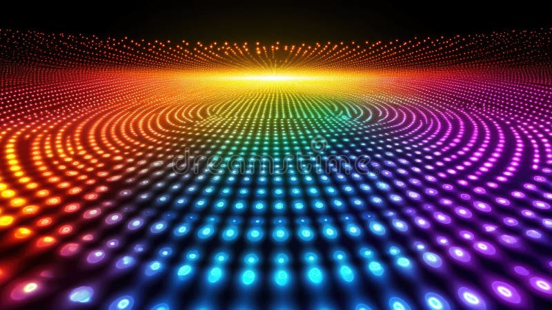 Vivid Circular Neon Light Pattern on Black Background Stock Image ...