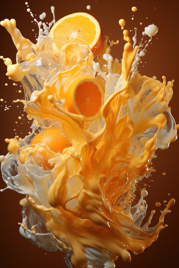 Vivid Citrus Explosion: Oranges Caught in a Dynamic Juice Splash. AI ...