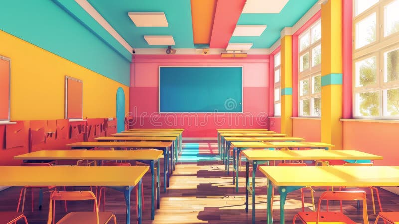Vivid Classroom Walls Ignite Creativity in Students, Ai Generated Stock ...