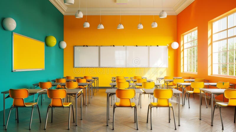 Vivid Classroom Walls Ignite Creativity in Students, Ai Generated Stock ...