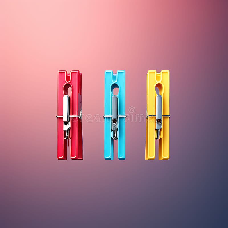 Vivid Clips: Three Colorful Clothespins - 3D Render Illustration Stock ...
