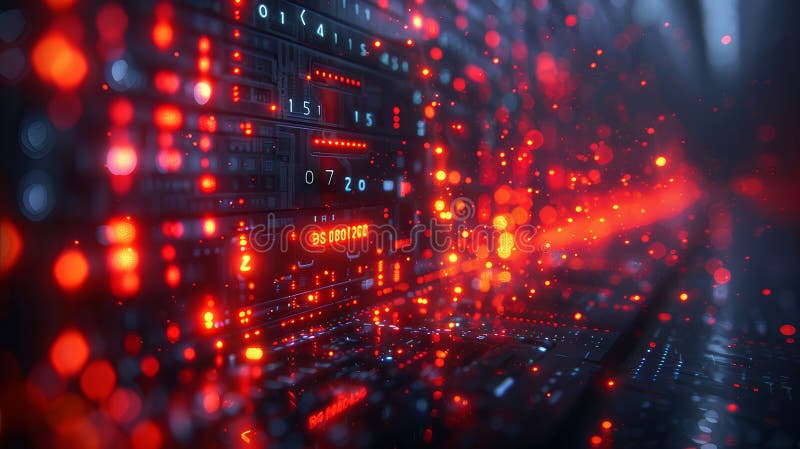 Stunning Close-Up of a Computer Login Screen with Glowing Red Lights ...