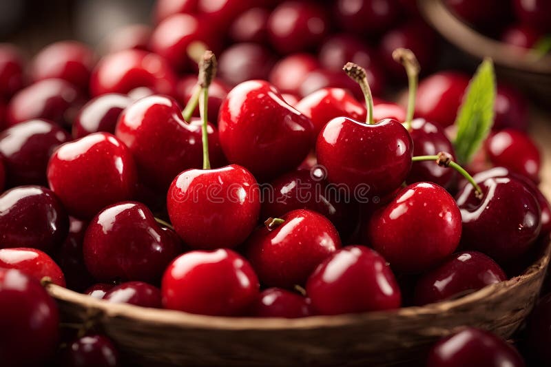 Vivid Close-up Shot of Fresh Cherries. Stock Illustration ...