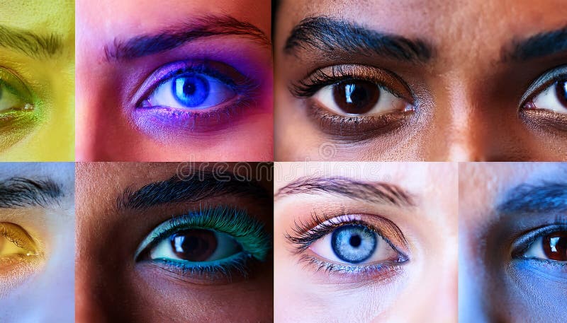 Vivid Collage of Eyes Highlighting Diversity through Bright Colors. Ai ...