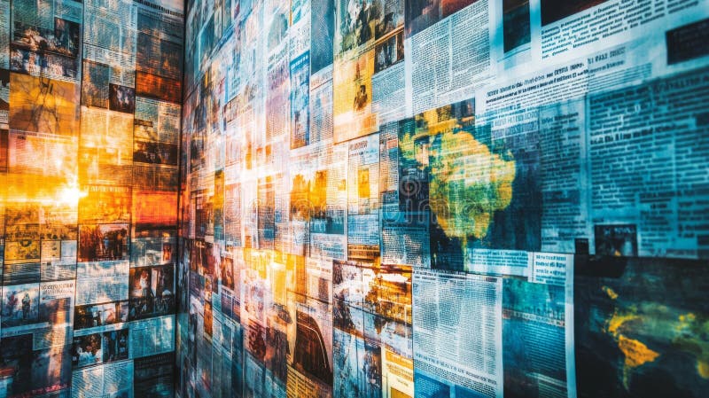 Vivid Collage of Newspaper Headlines and Online Article Clippings Stock ...