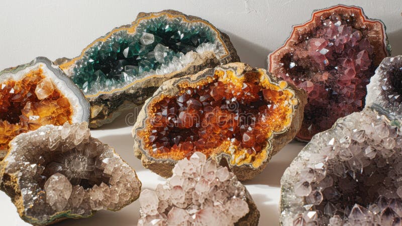 Vivid Collection of Geode Crystals in Natural Lighting Stock Photo ...
