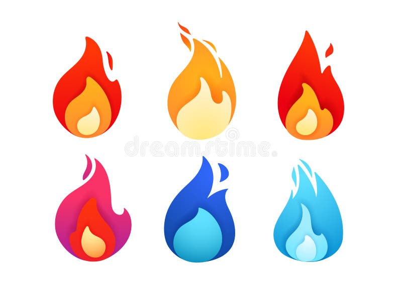 Vivid Color Abstract Geometric Flames Collection Stock Vector ...