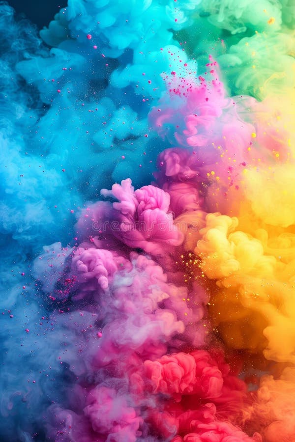 Vivid Color Explosion Abstract Multicolored Smoke Background, Rainbow ...