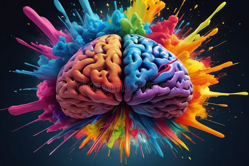 Vivid Color Explosion from a Creative Brain, Symbolizing Innovation ...