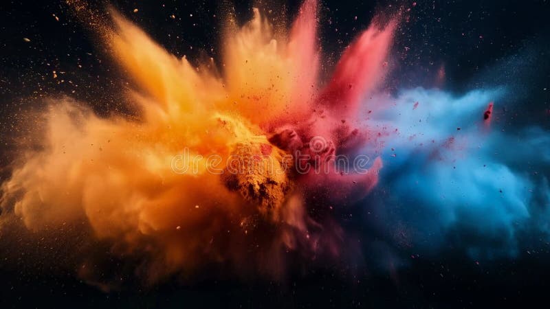 Dramatic Vivid Color Explosion Against Dark Background Stock Video ...