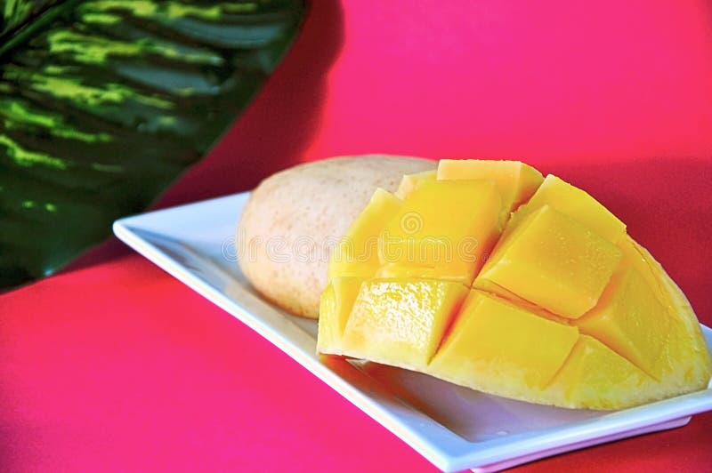 Vivid Color of Fresh Mango on Pink Background Stock Photo - Image of ...