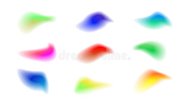 Vivid Color Gradient Shapes. Blurred Vibrant Set Stock Vector ...