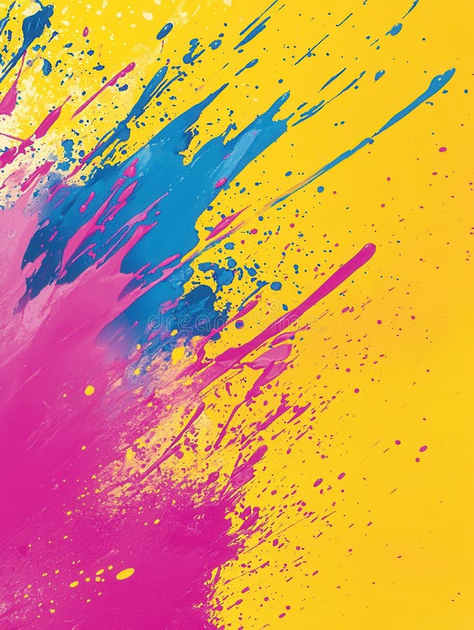 Vivid Color Splashes Create Dynamic Background with Iridescent Yellow ...