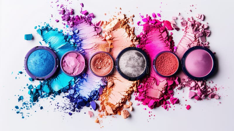 Vivid Colored Eye Shadow Makeup Palette. a Broken Rainbow Colored Eye ...