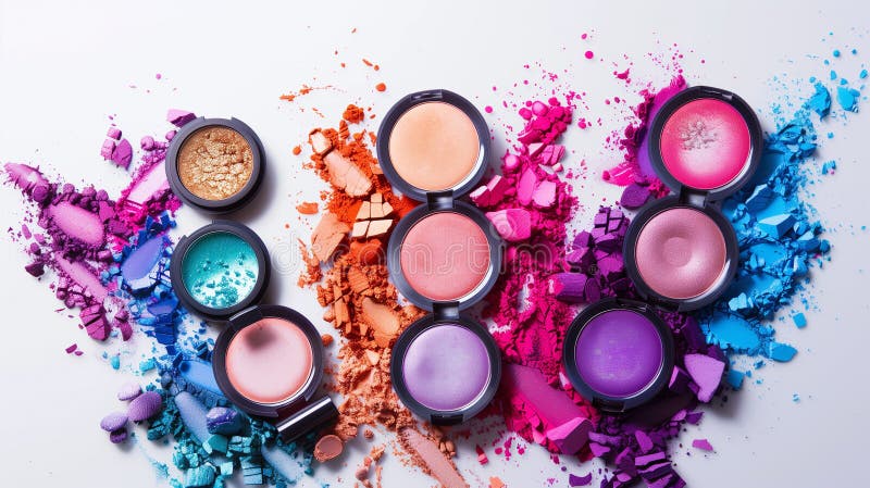 Vivid Colored Eye Shadow Makeup Palette. a Broken Rainbow Colored Eye ...