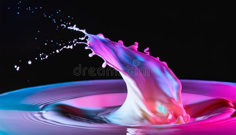 Vivid Colored Milk Wave Splash on Black Background Stock Illustration ...