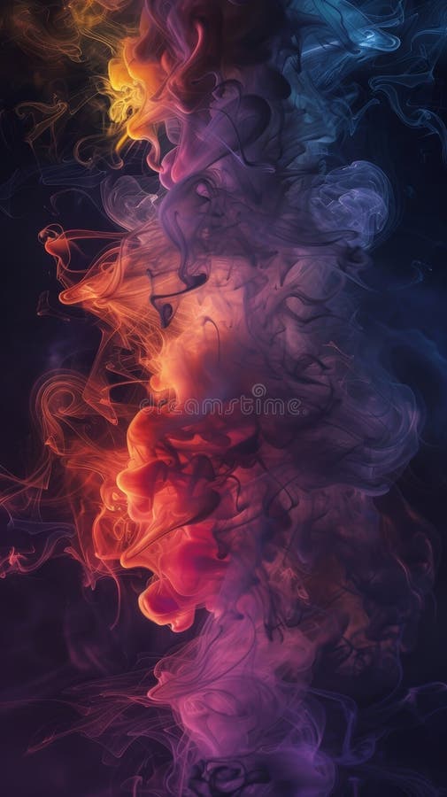 Vivid Colored Smoke Patterns on Dark Background Stock Photo - Image of ...