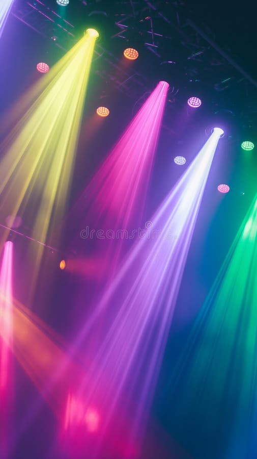 Vivid Colored Stage Lights Piercing through Haze at a Live Event ...