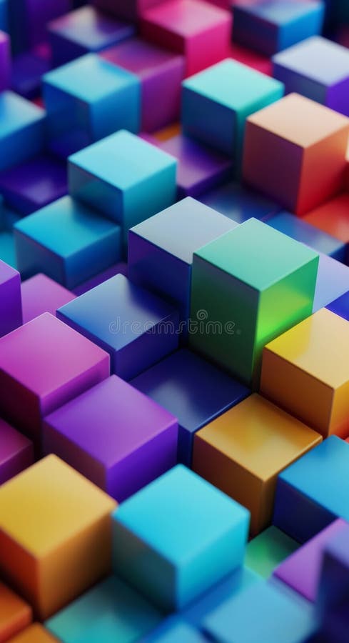 Vibrant Gradient Mosaic Colorful Square Blocks Digital Art Stock Photos ...