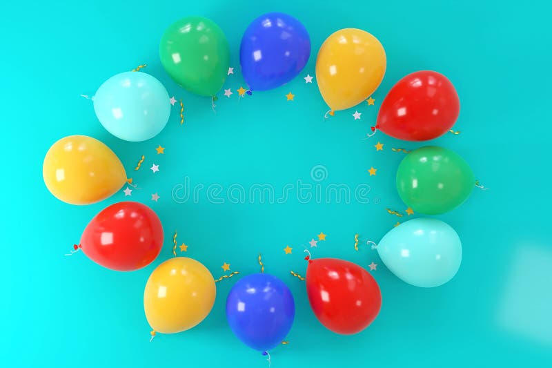 Vivid Colorful Balloons Celebration Background Circle Composition Stock ...