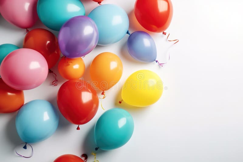 Vivid Colorful Balloons On White Background Concept Party Stock