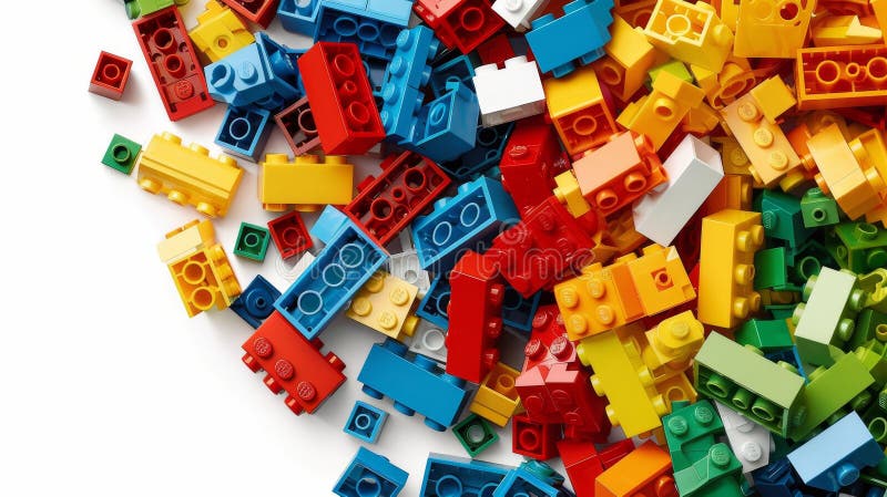 Vivid, Colorful Building Blocks Scattered on White, Inspiring ...