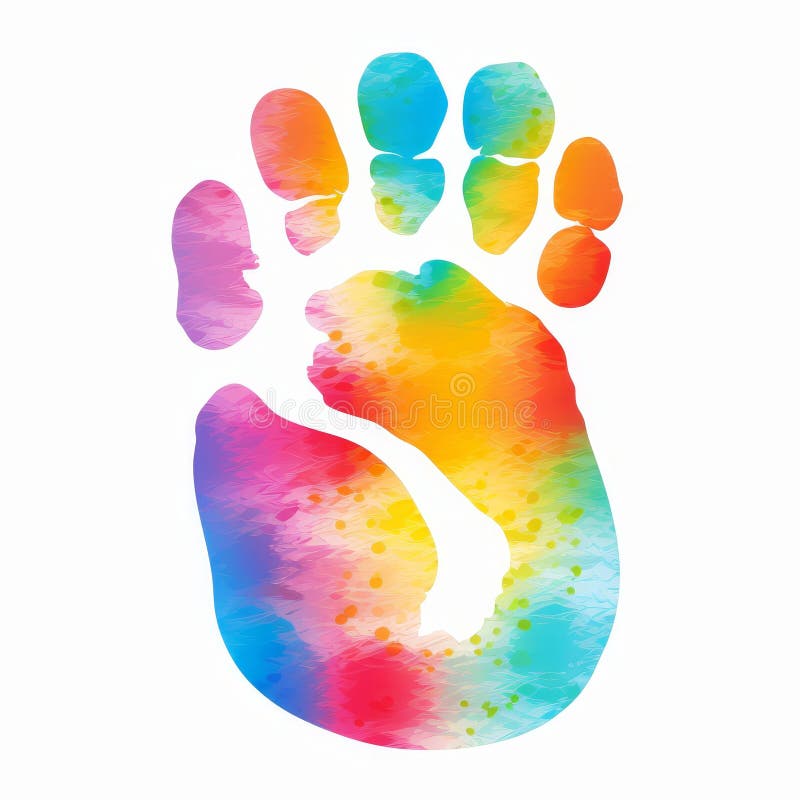 Vivid, Colorful Footprints Isolated on a Pristine White Background, Ai ...