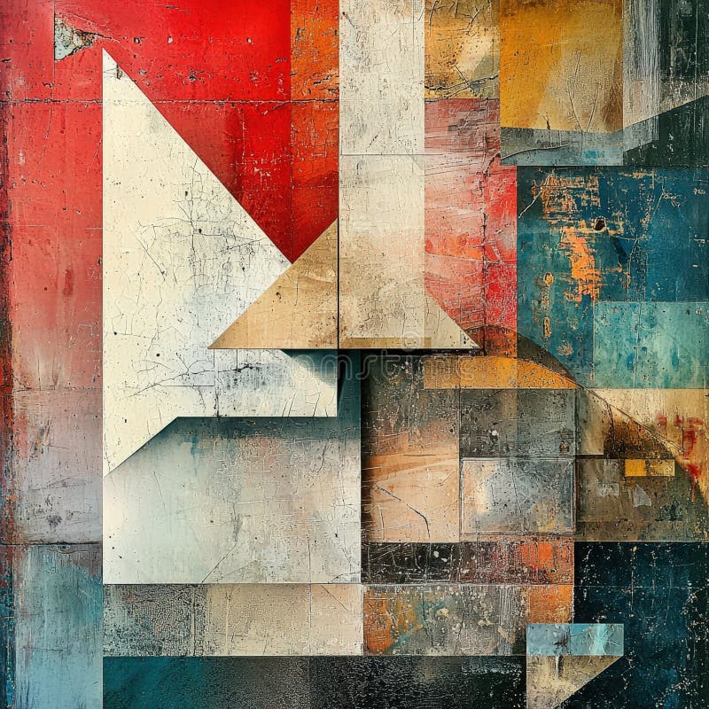 Colorful Abstract Composition with Geometric Layers and Textures Stock ...