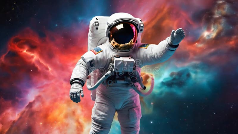 Vivid Colorful Illustrations of Astronaut Floating in Outer Space ...