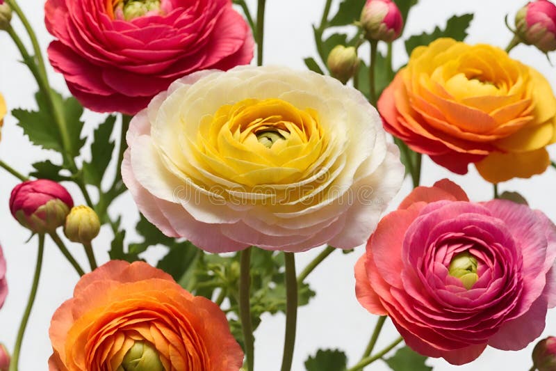 A Vivid and Colorful Ranunculus Flower Stock Illustration ...
