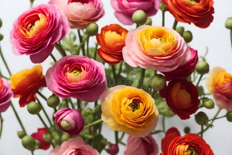 A Vivid and Colorful Ranunculus Flower Stock Illustration ...