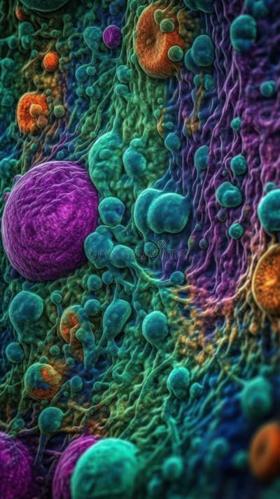 Vivid Colors of Adipose Cells Under the Electron Microscope . Stock ...