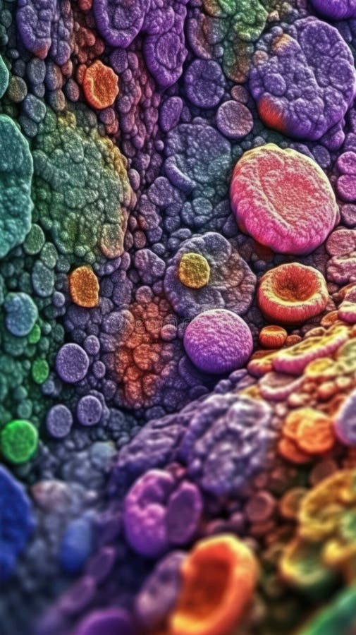 Vivid Colors of Adipose Cells Under the Electron Microscope . Stock ...
