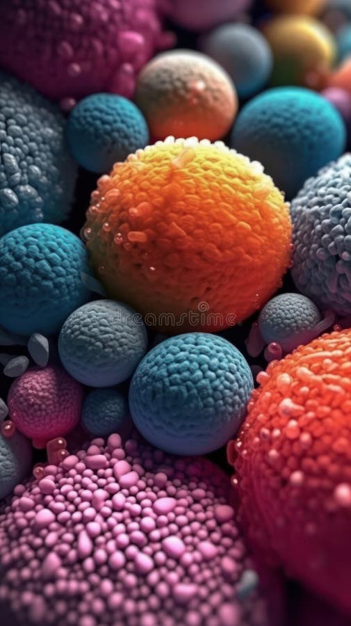 Vivid Colors of Adipose Cells Under the Microscope . Stock Illustration ...