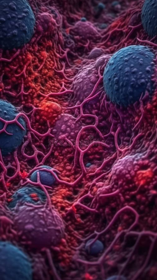 Vivid Colors of Blood Vessel Cells Under an Electron Microscope . Stock ...