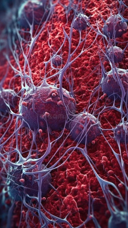 Vivid Colors of Blood Vessel Cells Under Electron Microscope . Stock ...