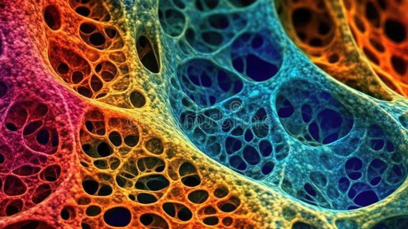 Vivid Colors of Bone Cells Under the Microscope. Perfect for Medical ...