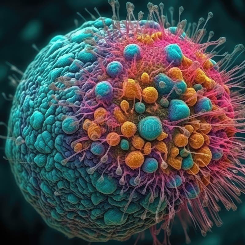 Vivid Colors of a Cell Nucleus Under an Electron Microscope. Perfect ...