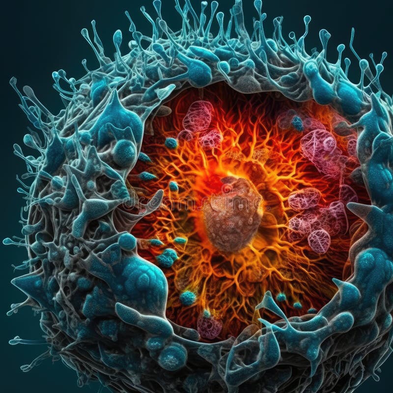 Vivid Colors of a Cell Nucleus Under an Electron Microscope. Perfect ...