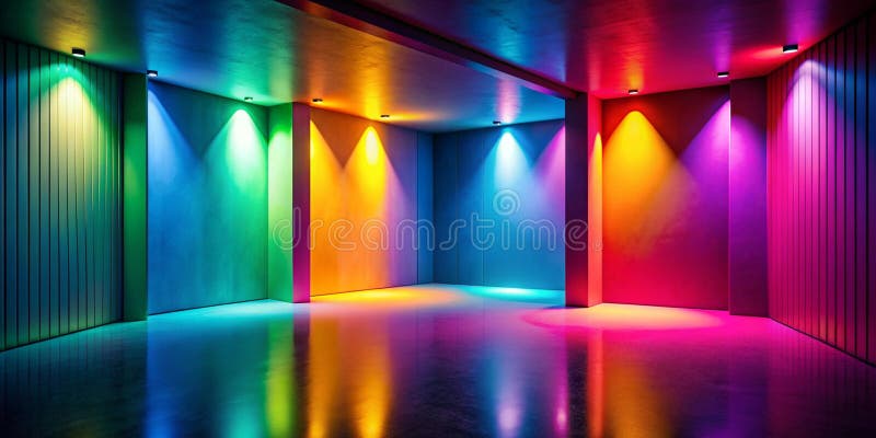 Vivid Colors and Shadows Create Mesmerizing Effect in Dimly Lit Space ...