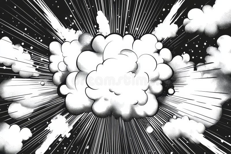Vivid Comic Book Explosion with Clouds and Starry Sky Creating Dynamic ...