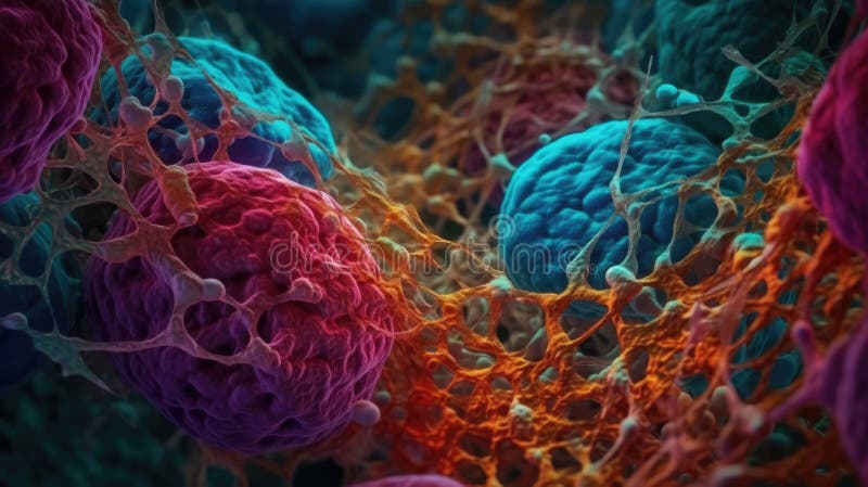 Vivid Connective Tissue Cells Under Electron Microscope. Ideal for ...