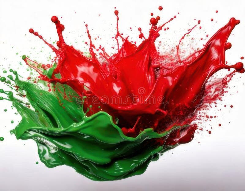 Beautiful Vivid Contrast Red & Green Paint Splash Wallpaper Stock ...