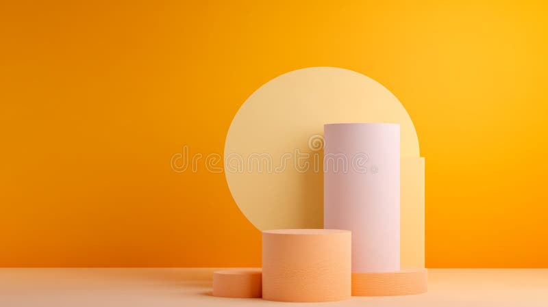 Vivid Contrast, a White and Orange Object on Vibrant Yellow Backdrop ...